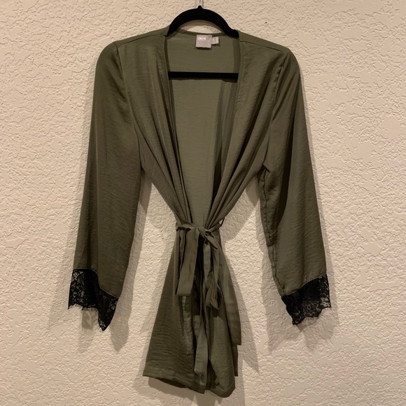 ASOS | Intimates & Sleepwear | New Asos Green Olive Black Lace Silky ...